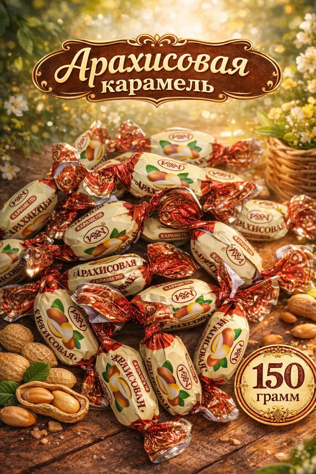Конфеты Рахат Арахисовая карамель 150г Карамель слоистая (Казахстан)
