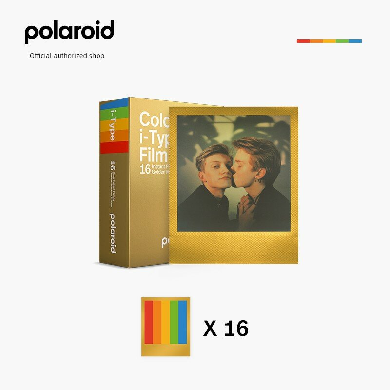 I-Type двойная упаковка коллаборация с Golden Hour золотая рамка 16 листов для фотоаппаратов