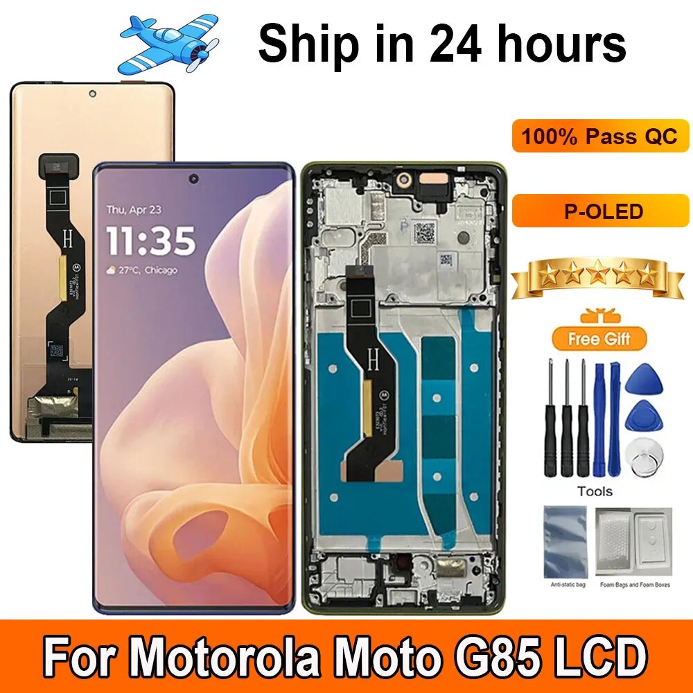 6,67-дюймовый P-OLED экран для Motorola Moto G85, сенсорная панель, дигитайзер, сменный LCD No Frame