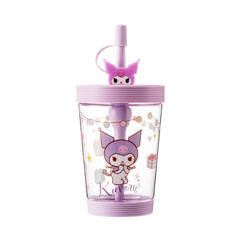 MINISO Sanrio Colorful Travel Cup Cinnamoroll Straw Cup Cute Cartoon Kuromi Water Cup Kuromi