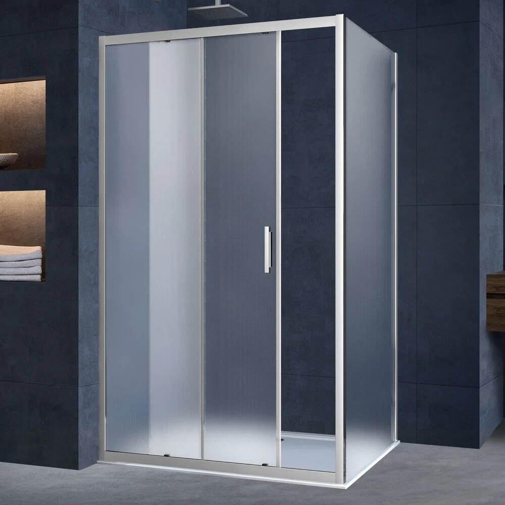 Душевой уголок Vincea Alpha VSR-3AL9012MT без поддона, стеклянный, 120x90, с рифленым стеклом, раздвижной, итальянский