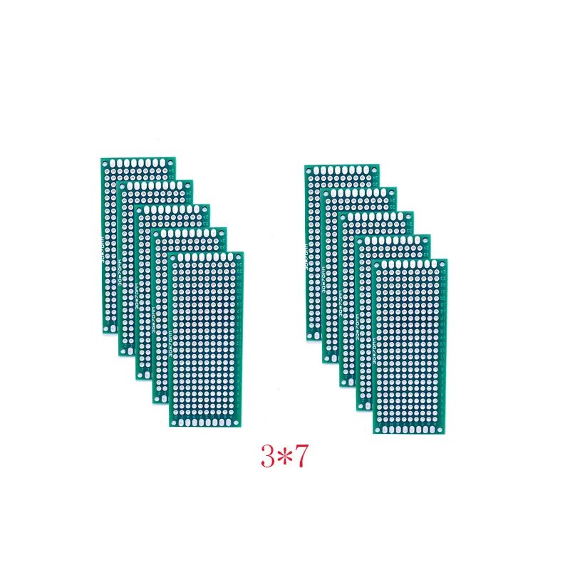 Зеленая макетная плата Green Hole PCB 2x8/3x7/4x6/5x7/7x9см 3x7 10pcs
