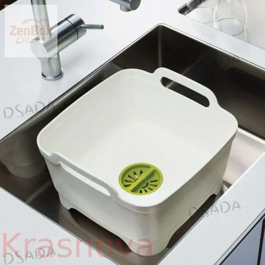 Таз 12 л пластик 1 шт, белый, с ручкой, квадратный, 31x30.5x20 см