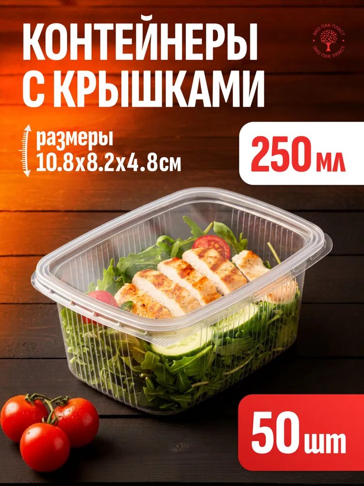 Контейнеры одноразовые с крышкой 250 мл 50 шт
