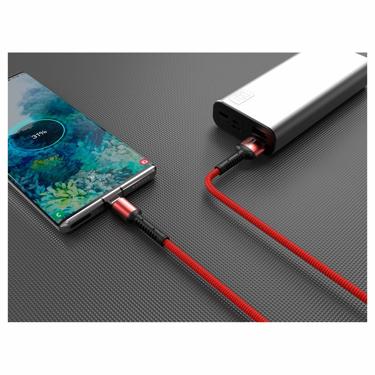 Кабель SmartBuy S26, USB - micro-USB, 3A output, нейлоновая оплетка, 1м, красный (iK-12-S26r)