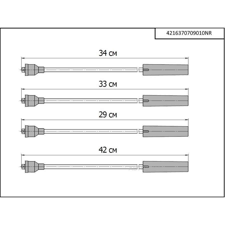 Высоковольтные провода для GAZ UAZ OEM: 4216370709010 04216003707090010 (комплект). NRG 4216370709010NR