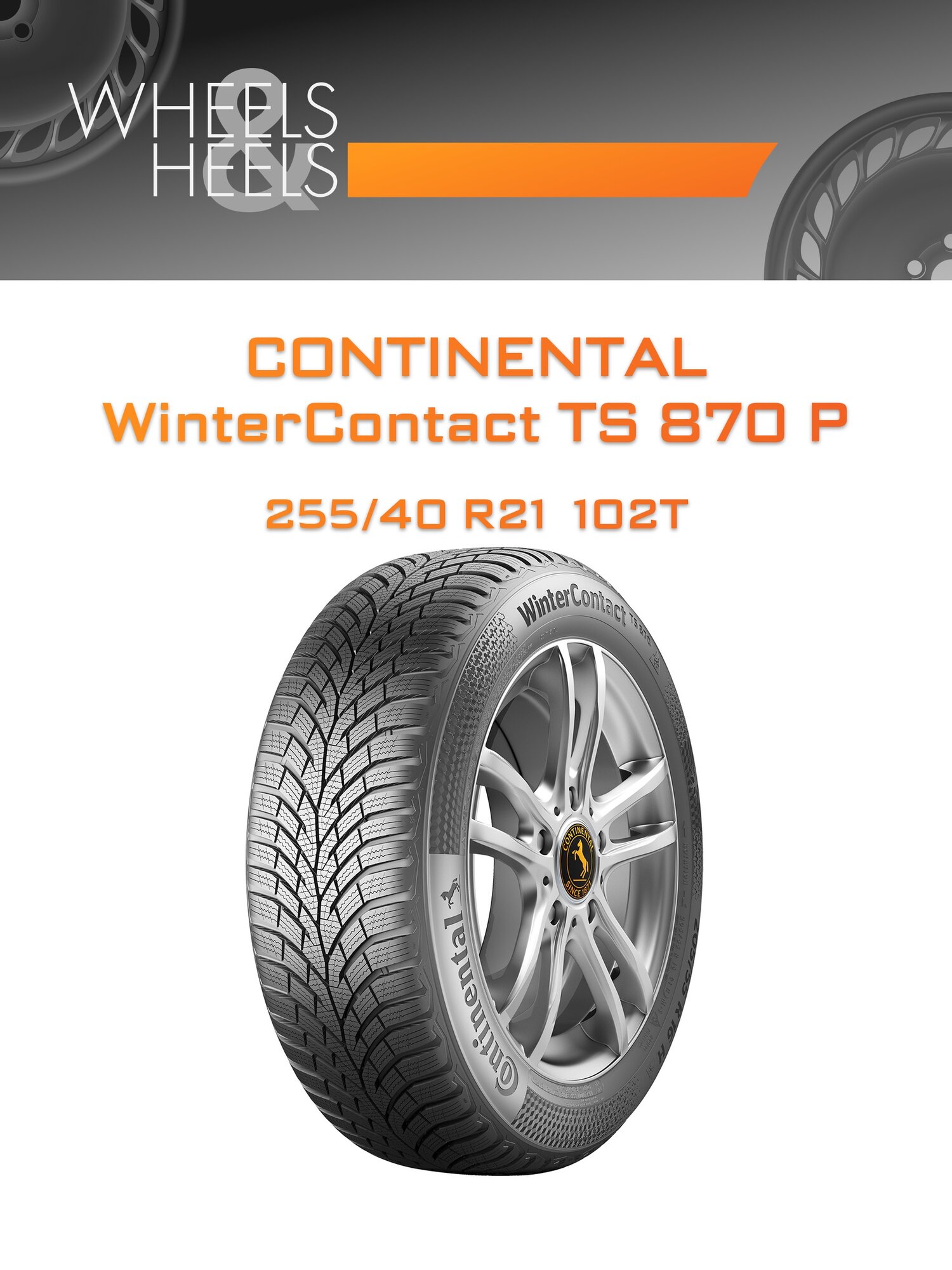 Шина автомобильная CONTINENTAL WinterContact TS 870 P 255/40 R21 102T XL WINTER, зимняя, универсальная