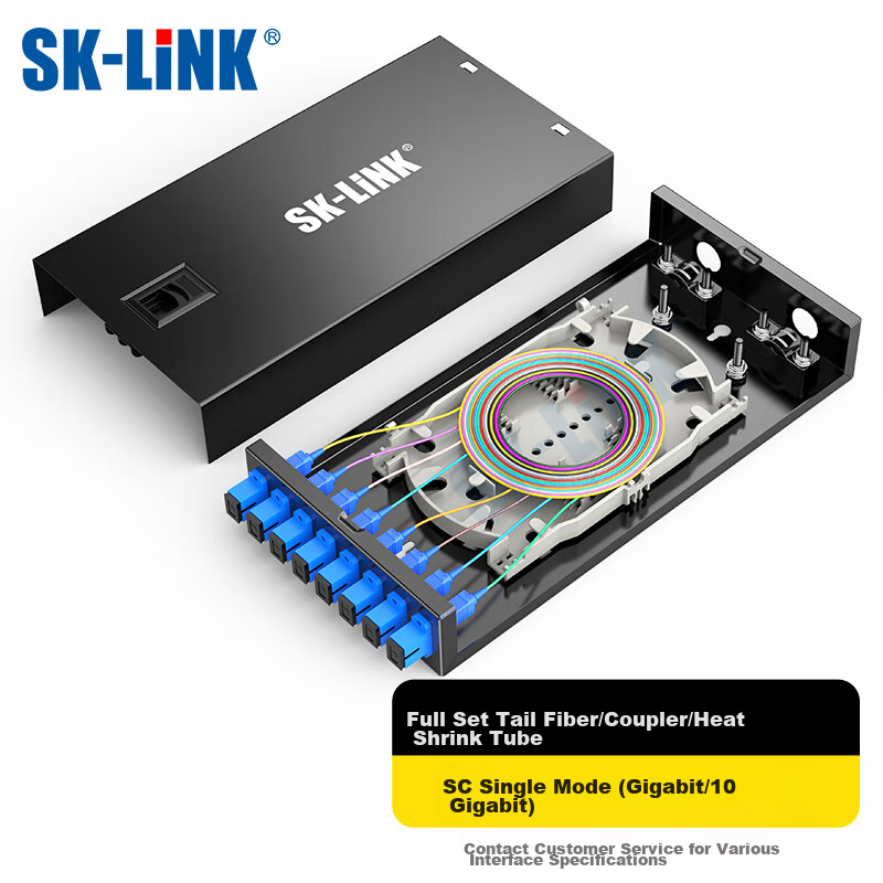 SK-LINK Настольная оптико-волоконная терминальная коробка 8 портов 8 волокон одномодовая SC с полным комплектом