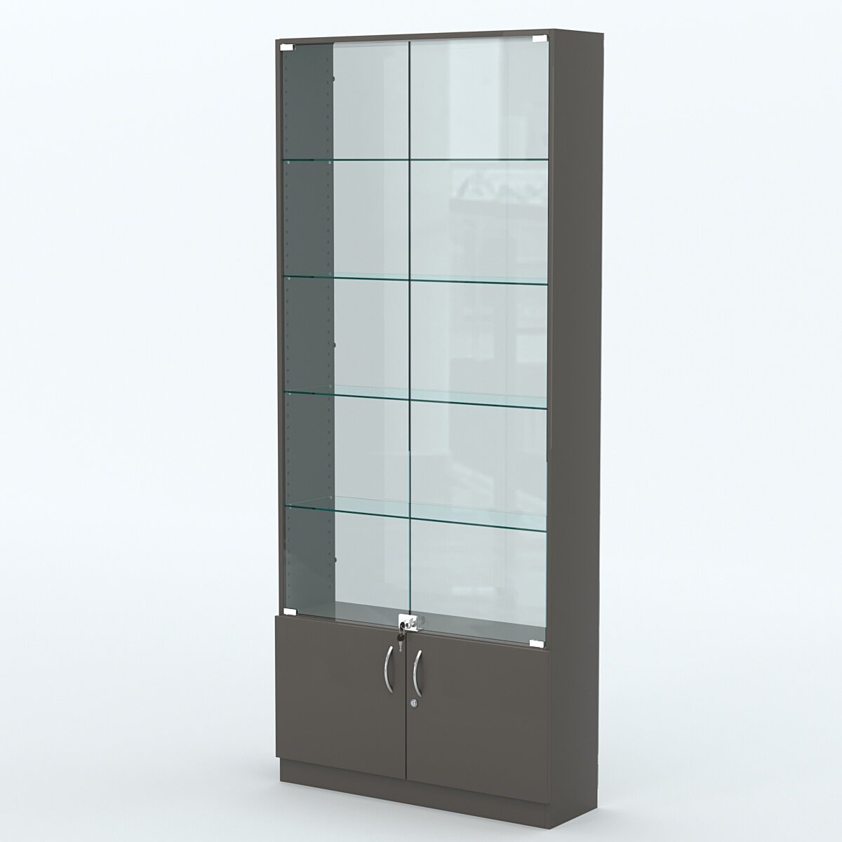 Торговая витрина с 4-мя стеклянными полками 250x900 мм серии NEXT-4 №11-1 (З/C - стекло), Черный