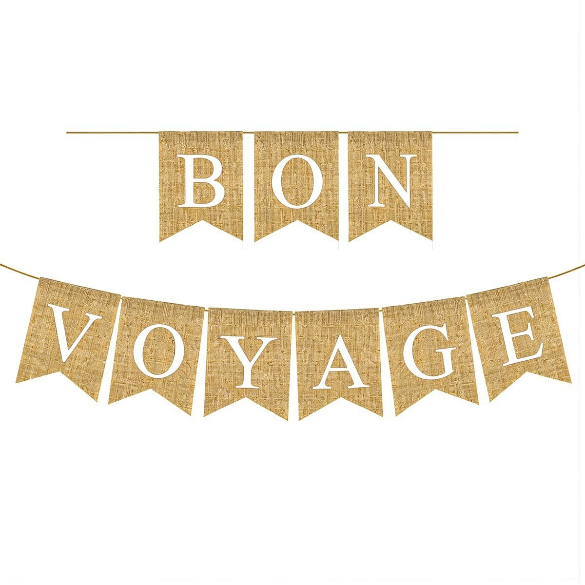 Декор из натуральной мешковины баннер с надписью BON VOYAGE для вечеринки Baby Shower домашнего торжества фотозоны оформления пространства для поздравления с отъездом