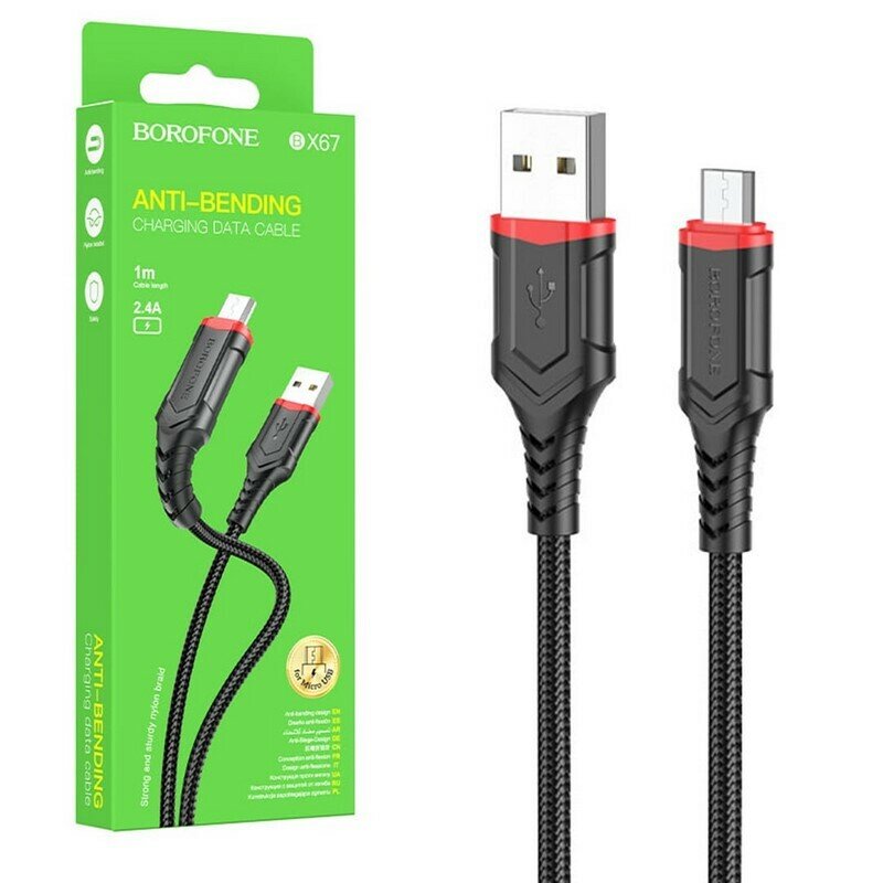 Кабель USB Micro USB BX 67 1м 2.4A черный BOROFON