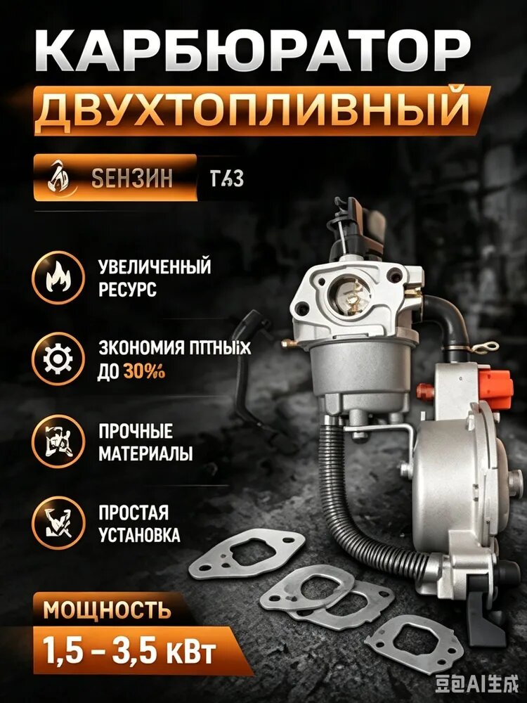 Карбюратор газ бензин для генератора, электростанций. 3 кВт (двигатель 6.5 7 лс 168F 170F)