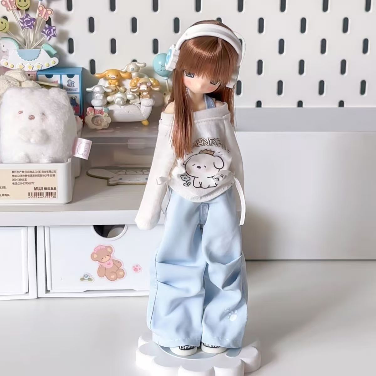 Милый повседневный комплект одежды для BJD 6 размера, совместим с Azone, OB22 и OB24, принт с милой собачкой для смены нарядов кукол