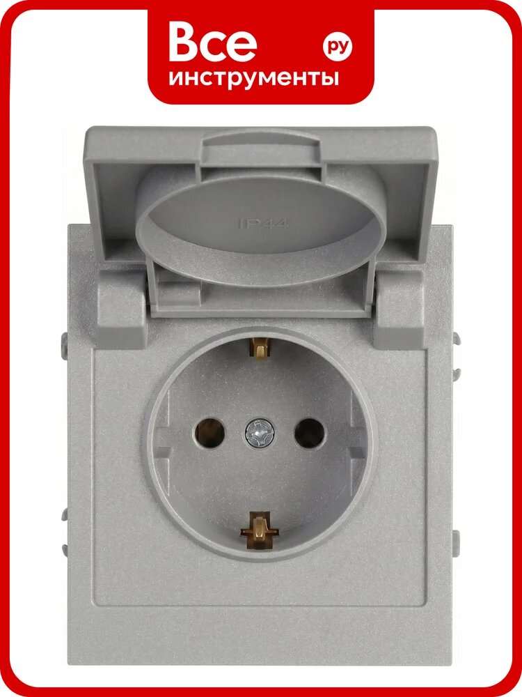 Розетка ЭРА Arktik 16-2103-03 с заземлением 2P+E Schuko со шторками с крышкой 16А-250В алюминий Б0070436