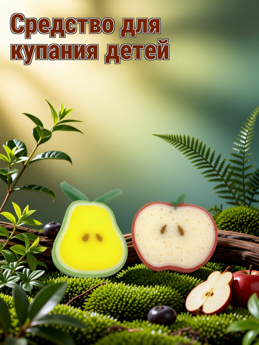 2 Пcs Креативная Фруктовая Форма Душевая Губка Для Детского Мытья Шарик Размер 12x11.8x3 Cm