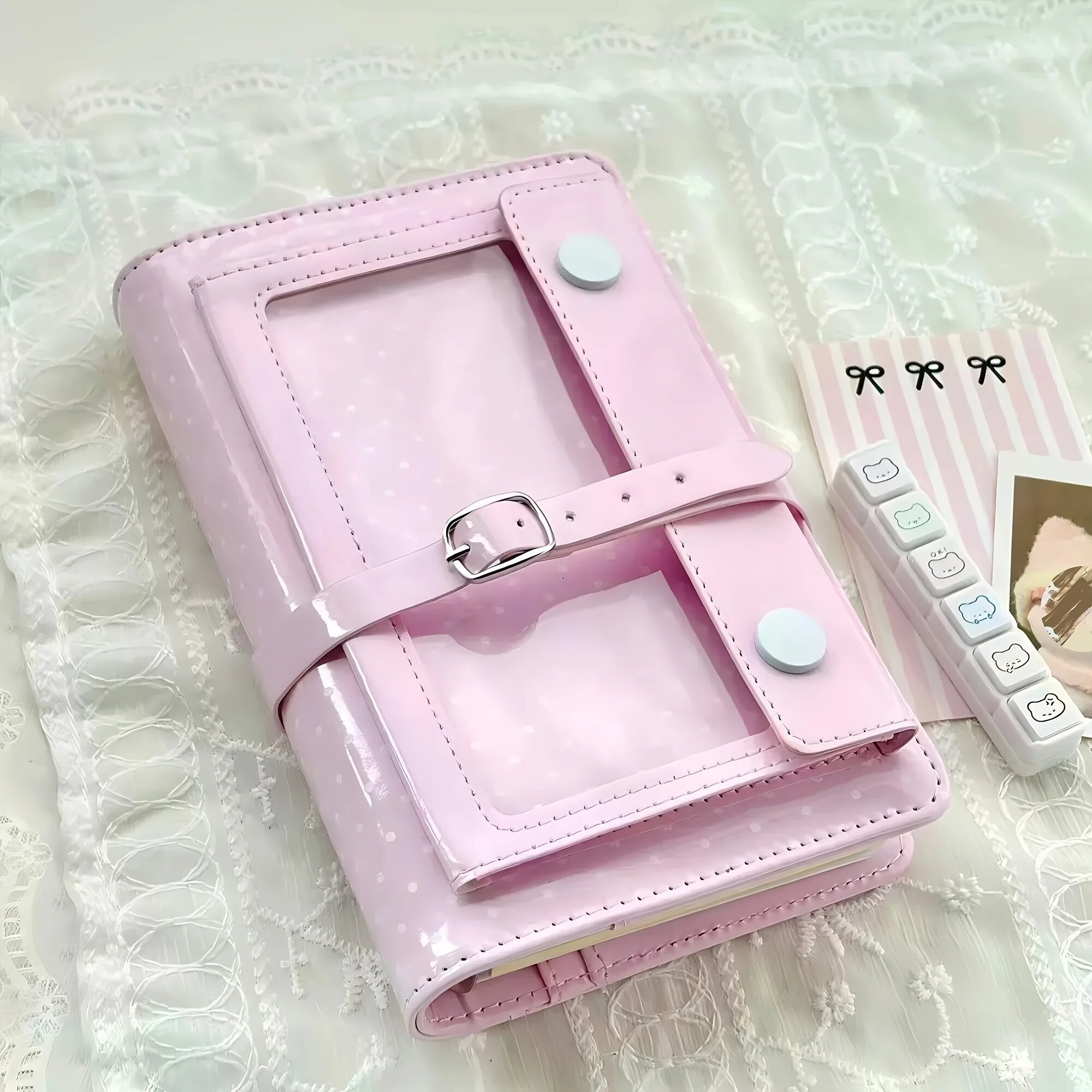 Корейский ежедневник A6 из искусственной кожи pink shell