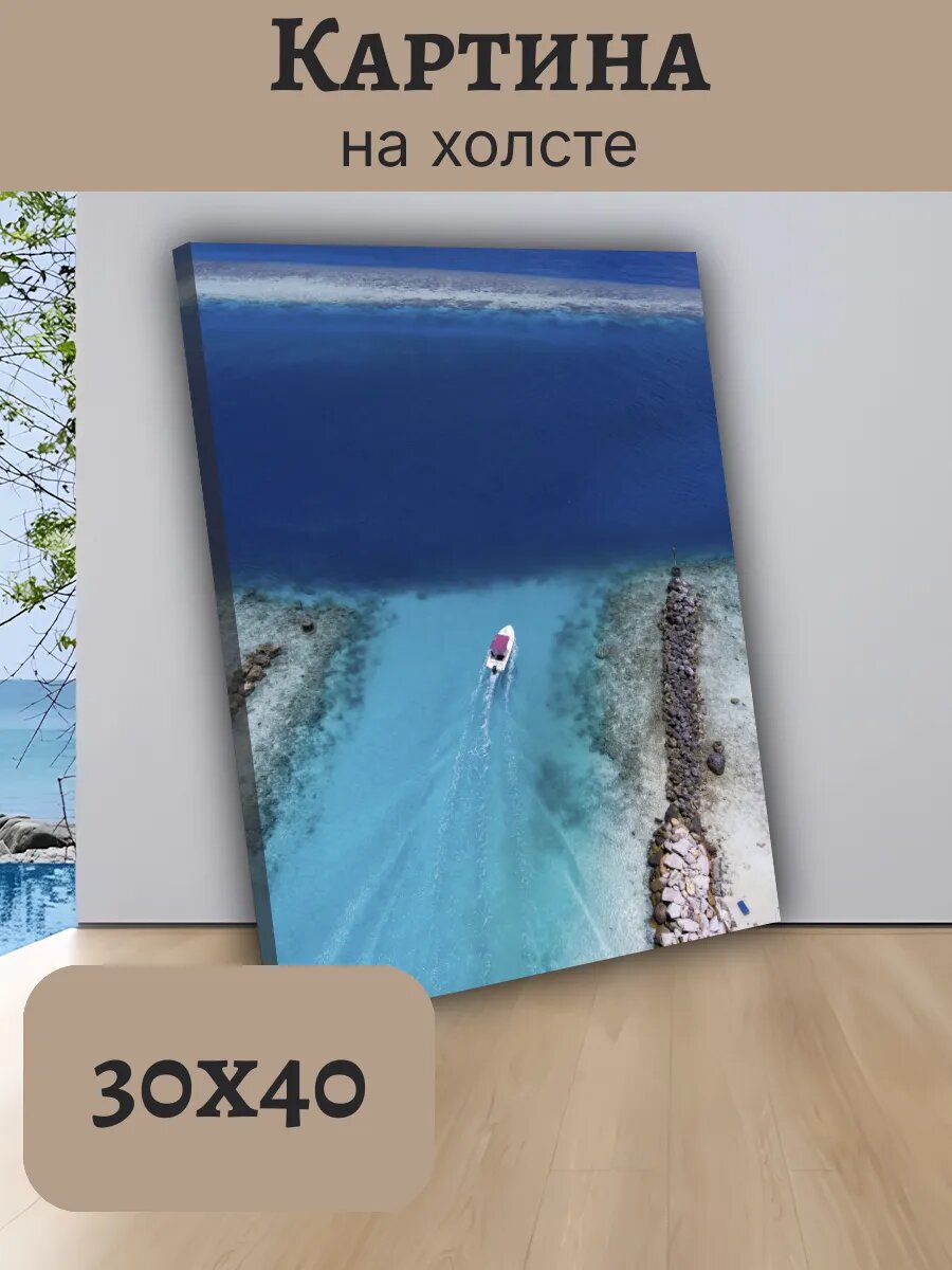 Картина Постер Мальдивы Maldives 30x40 аэрофотоснимок
