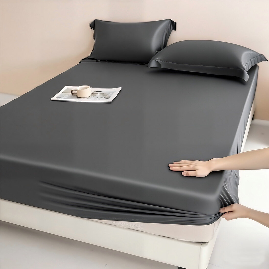 Комплект из темно-серой простыни и наволочки Tencel 200x220см