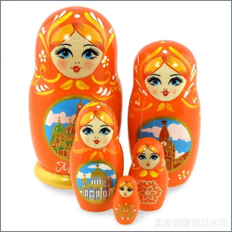 Деревянная матрешка Ажна Москва 5 мест высота 10,5 см