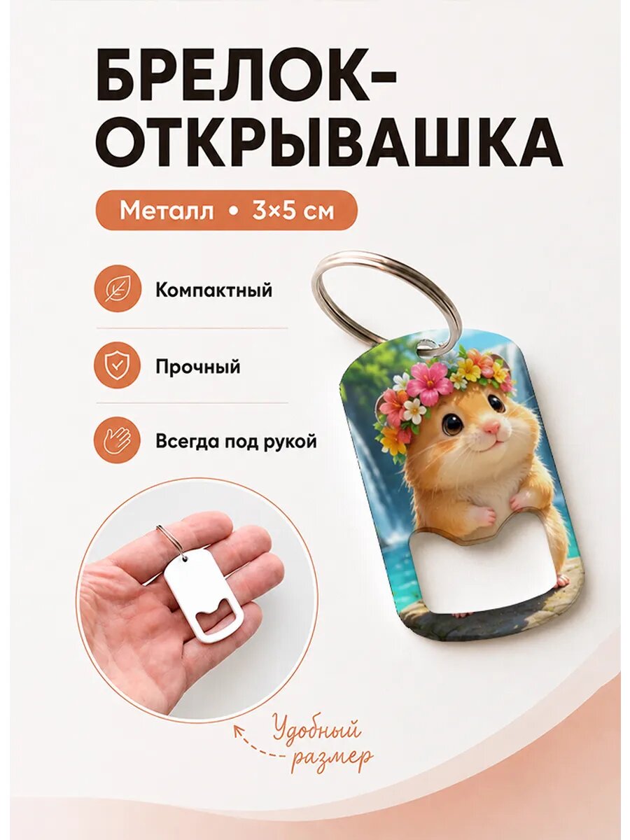 Брелок открывашка "Хомяк в Цветочном Венке"