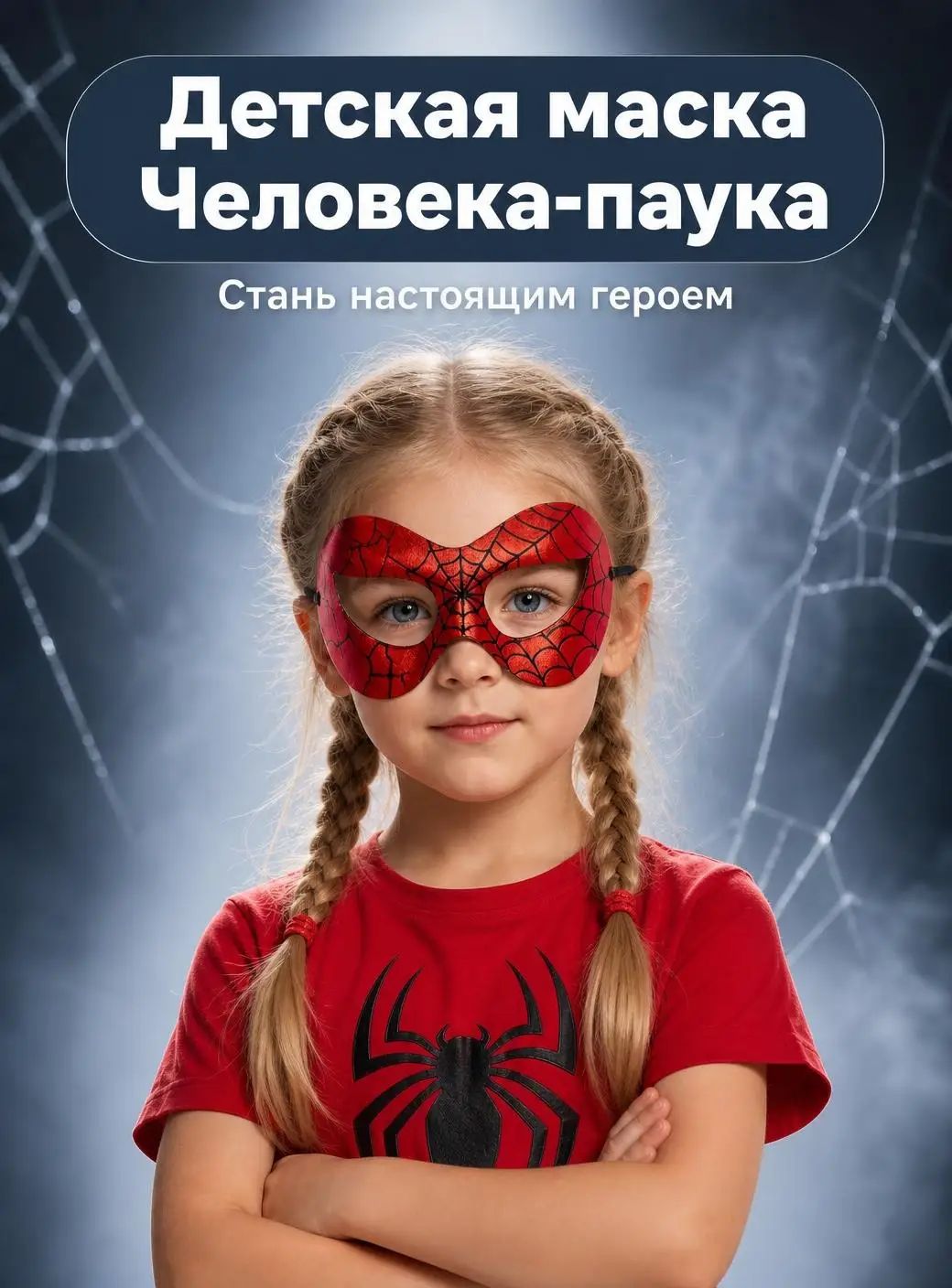 Детская маска Человека-Паука из мягкой ткани для косплея и детских праздников