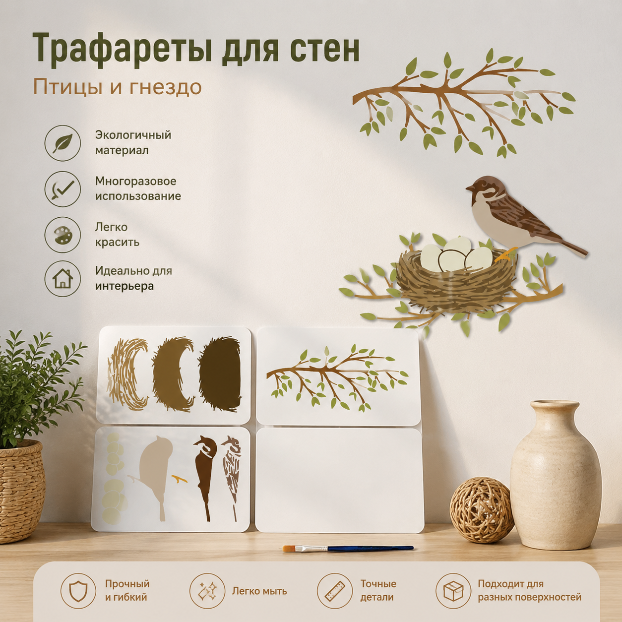 3 шт. 3 стиля Трафареты для рисования и живописи на морскую тематику, для скрапбукинга и фотоальбома, волны и птицы, 210x297 мм