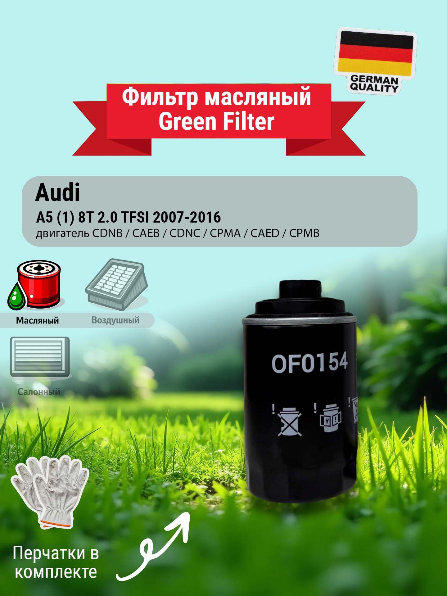 Масляный фильтр для Audi A5 (1) 8T 2.0 TFSI 2007-2016. Фильтр масляный Ауди А5