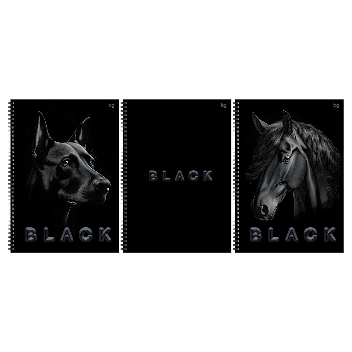 Тетрадь общая 80л, А5 BG "Just black" (клетка, спираль, soft-touch ламинация, выб. лак) (Т4гр80_лс_вл 08657), 3шт.