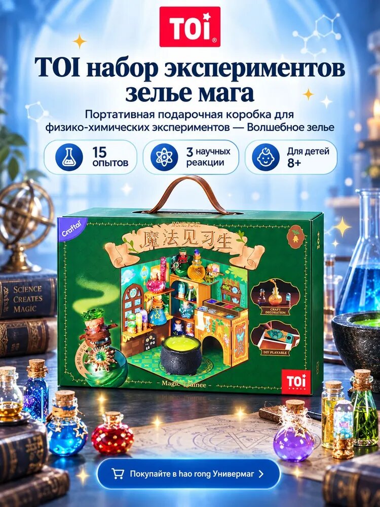 TOI Магические зелья набор для химических опытов, детская STEM-лаборатория, 8+