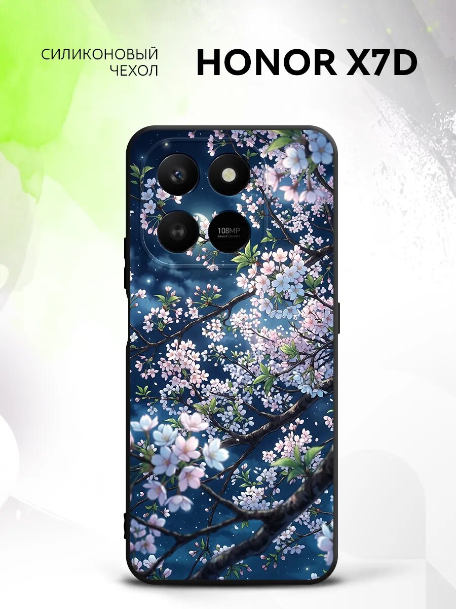 Чехол на Honor X7d, Хонор Икс7д бампер, противоударный, с картинкой сакура Азия