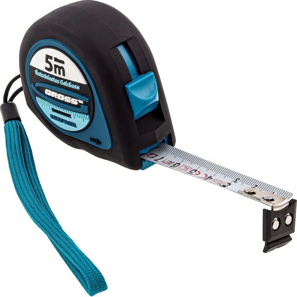 Рулетка GROSS Ergonomisch 5 м, 19 мм, магнитный обрезиненный зацеп 31102
