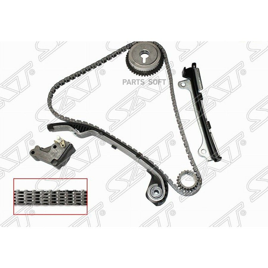 Комплект замены цепи ГРМ Nissan AD 99-04 / Primera 95-08 QG16DE, QG18DE от официального дистрибьютора, SAT, артикул TKNS209J