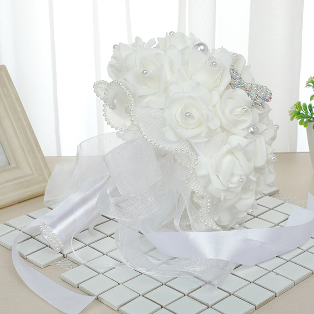 Букет Невесты Из Искусственных Цветов Для Свадьбы 1 Шт Белый 25x22cm