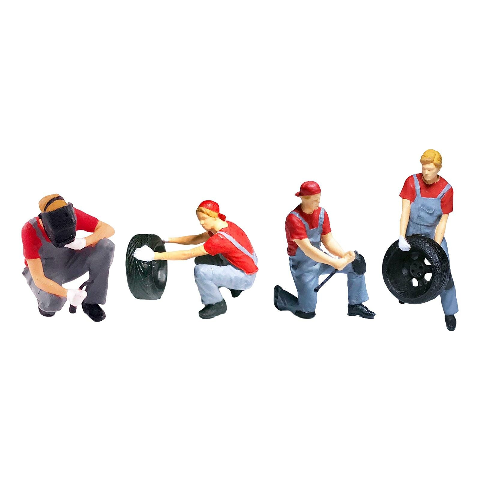 Фигурки из смолы, масштаб 1/64, миниатюрные машинки, для ролевых игр, красные,4 человека.