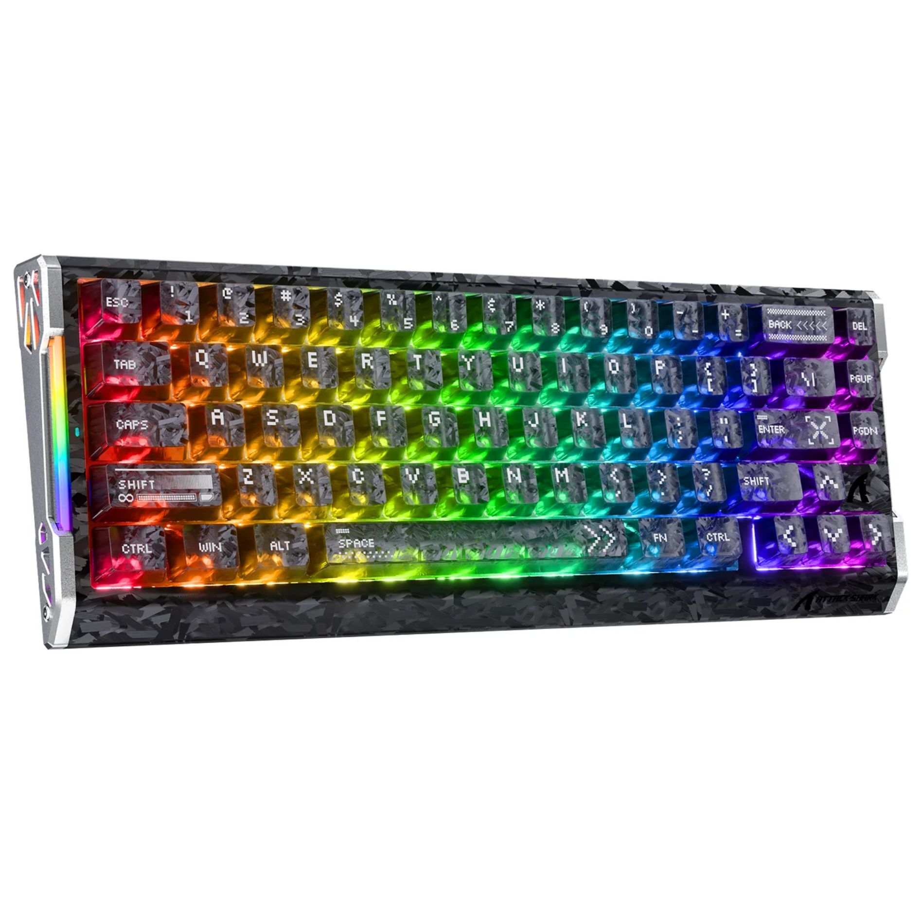 Механическая магнитная клавиатура ATTACK SHARK X68HE Carbon, InkShade, Magnetic, 8K, Rapid Trigger, проводная, Черный-Разводы