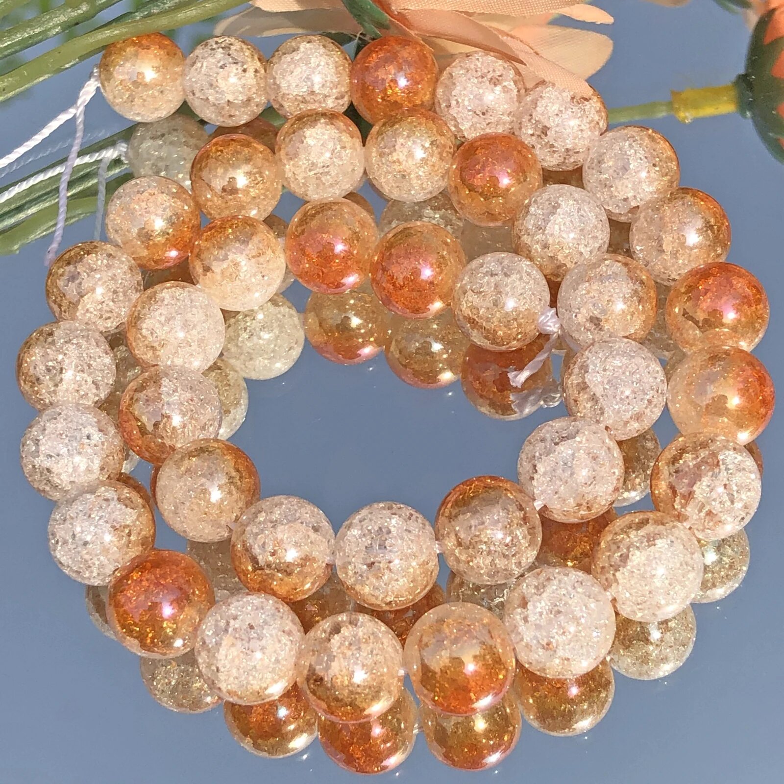 Хрустальные бусины Annebeads 6-12 мм Оранжевый, 6mm 60-63pcs, Orange White