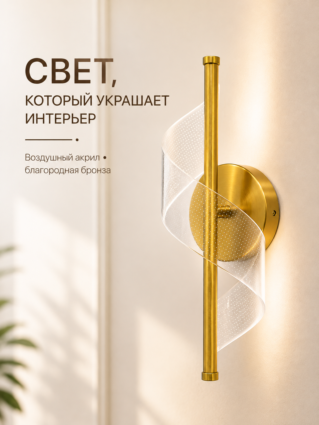 Светильник настенный LED бра 14 Вт, 3 режима света, бронзовый, 6018/1W 14W SG