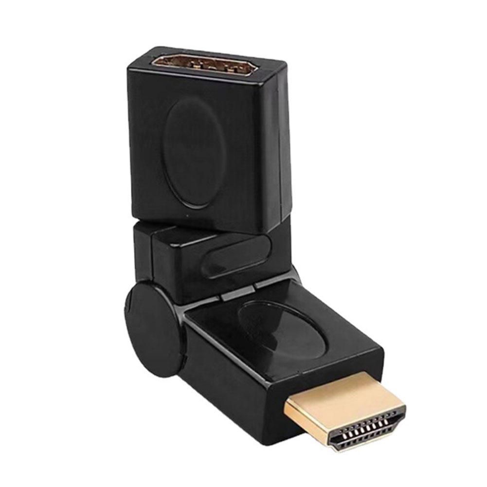 Адаптер HDMI, с разъемами папа-мама, с поворотом на 360 градусов, черный