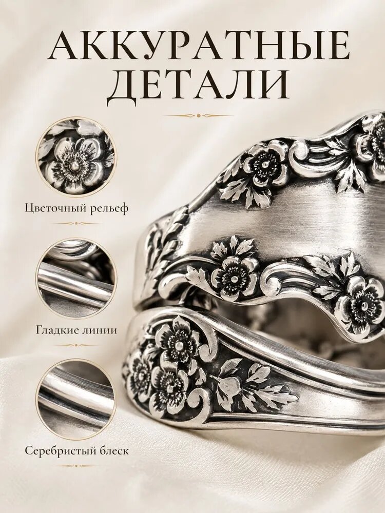 Кольцо, серебристый — фото 1