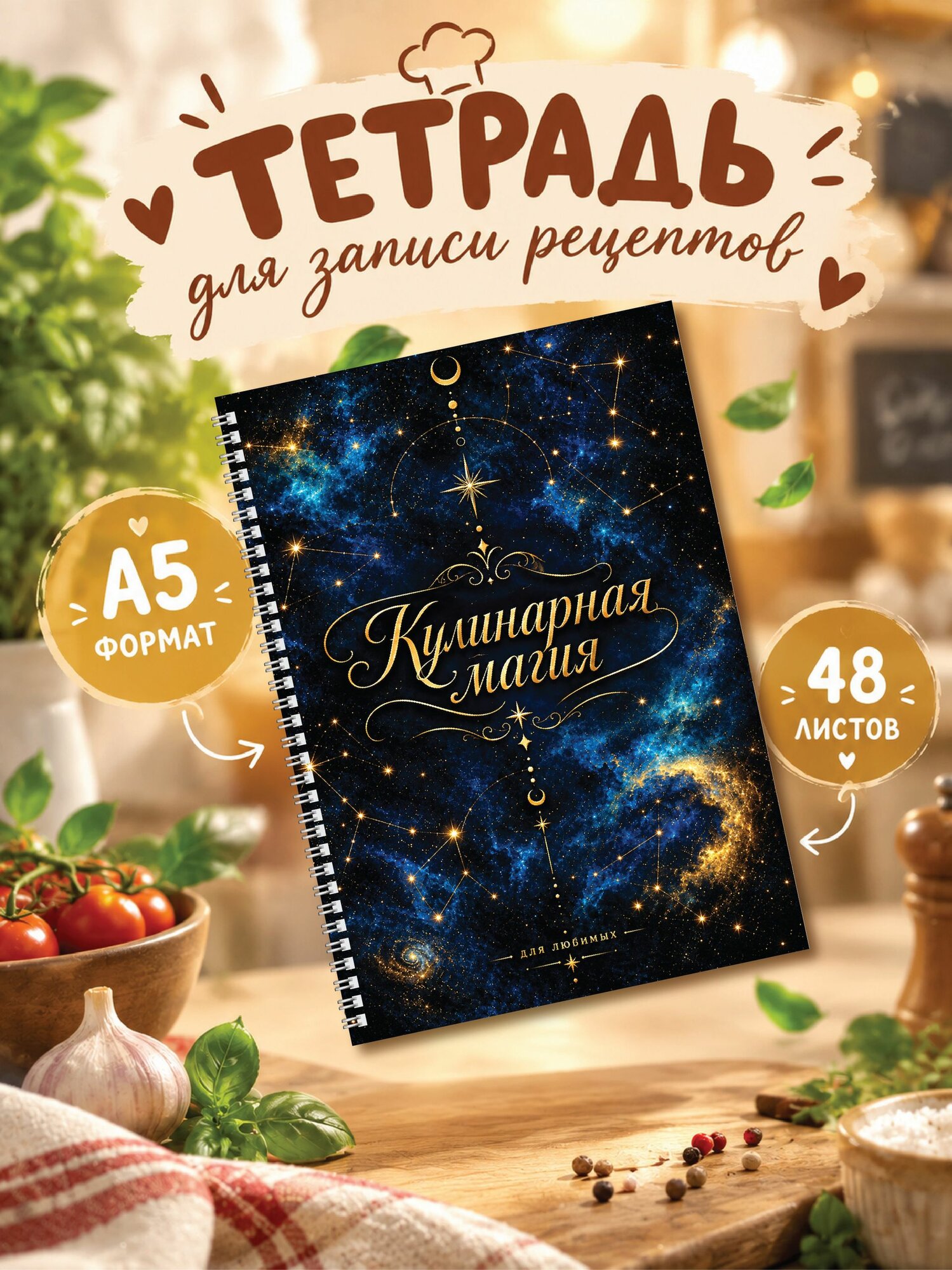 Тетрадь для записи рецептов "Кулинарная магия", А5