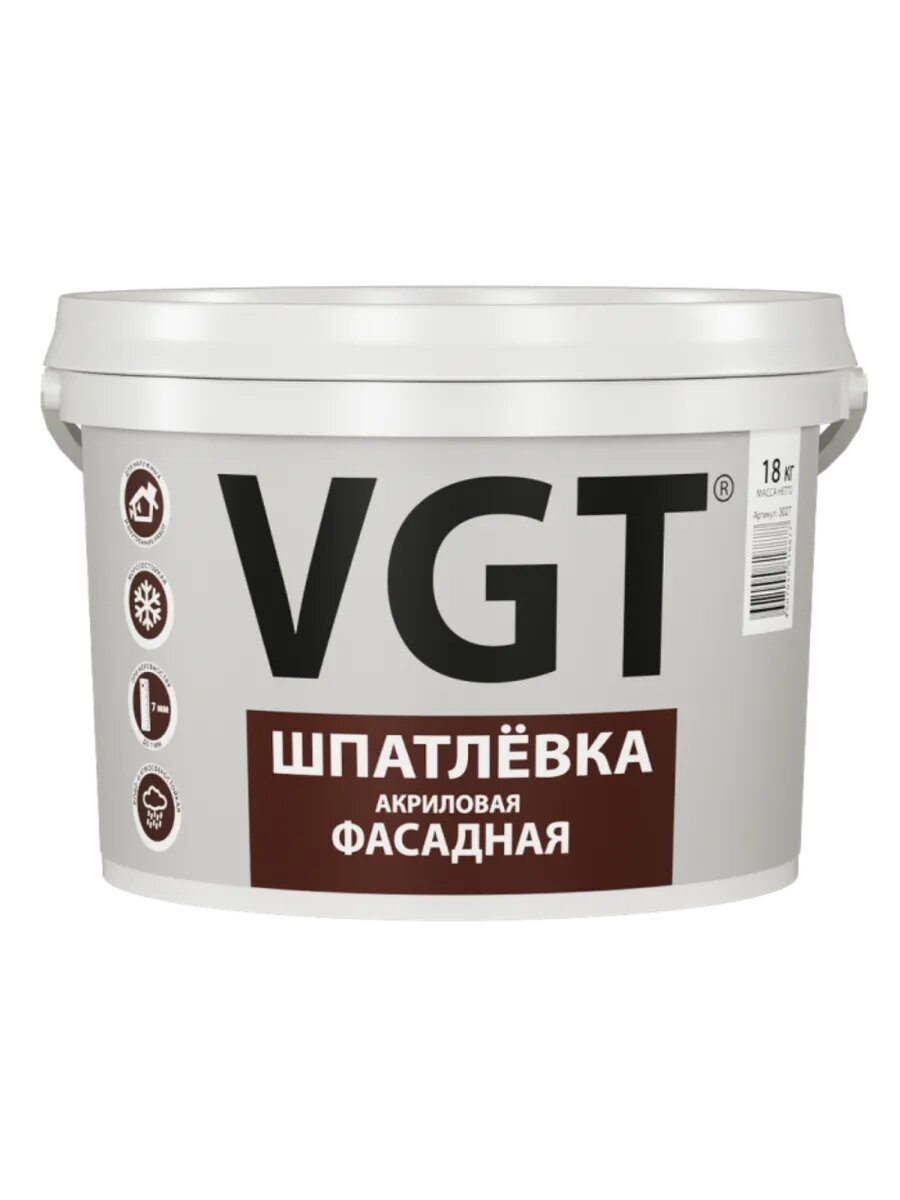Шпаклевка для стен фасадная готовая 3,6кг ВГТ
