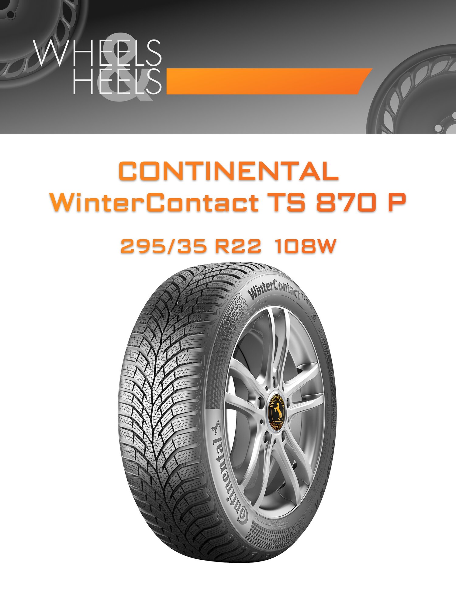 Шина автомобильная CONTINENTAL WinterContact TS 870 P 295/35 R22 108W XL WINTER, зимняя, универсальная