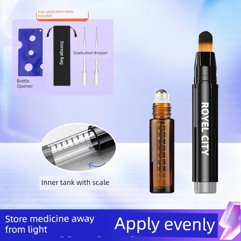 Мини-аппликатор для лекарств с защитой от света и роликом-аппликатором, 1ML точная шкала для применения на кожу головы