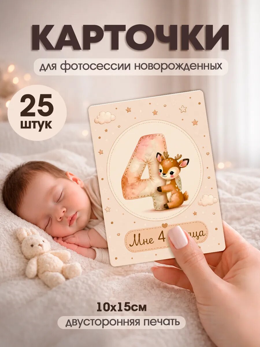 Карточки для новорожденных для фотосессии по месяцам