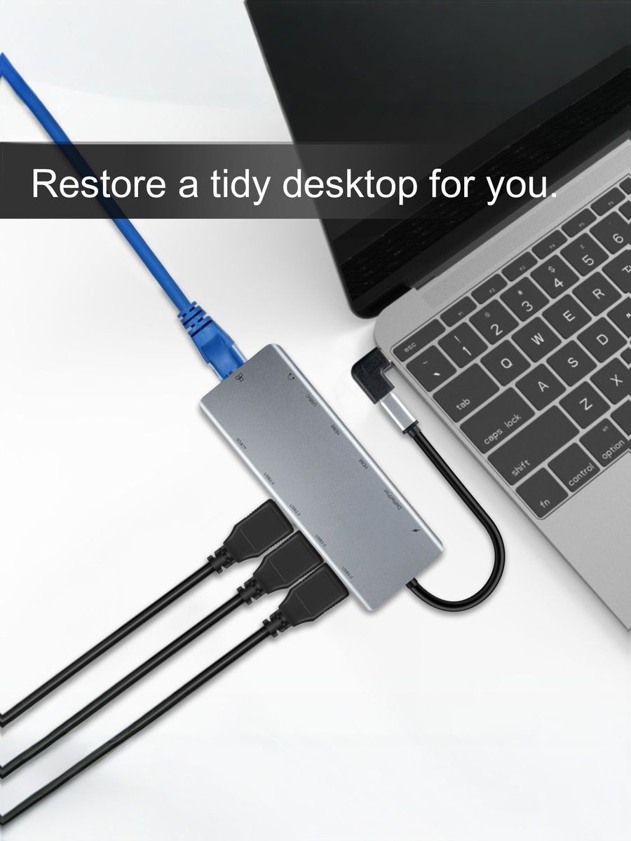Адаптер переходник USB Хаб Док станция "13 в 1" VCOM TYPE C 4K 60Hz 2 HDMI 2.0 DisplayPort RJ-45 3 USB 3.0 USB 2.0 PD 3.0 100W/ 3.5 мм аудио/ microSD и SD/ L адаптер 0.15 м медь (CU4706)