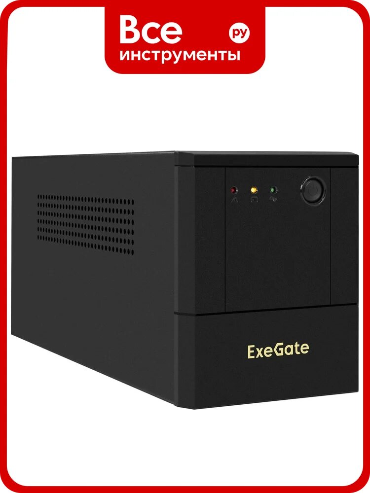 Источник бесперебойного питания ExeGate SpecialPro UNB-1000. LED. AVR.8C13. USB 1000VA/700W, LED, AVR, 8 C13, USB, батарея 12V 7.2Ah - 2 шт, металлический корпус, Black 299948