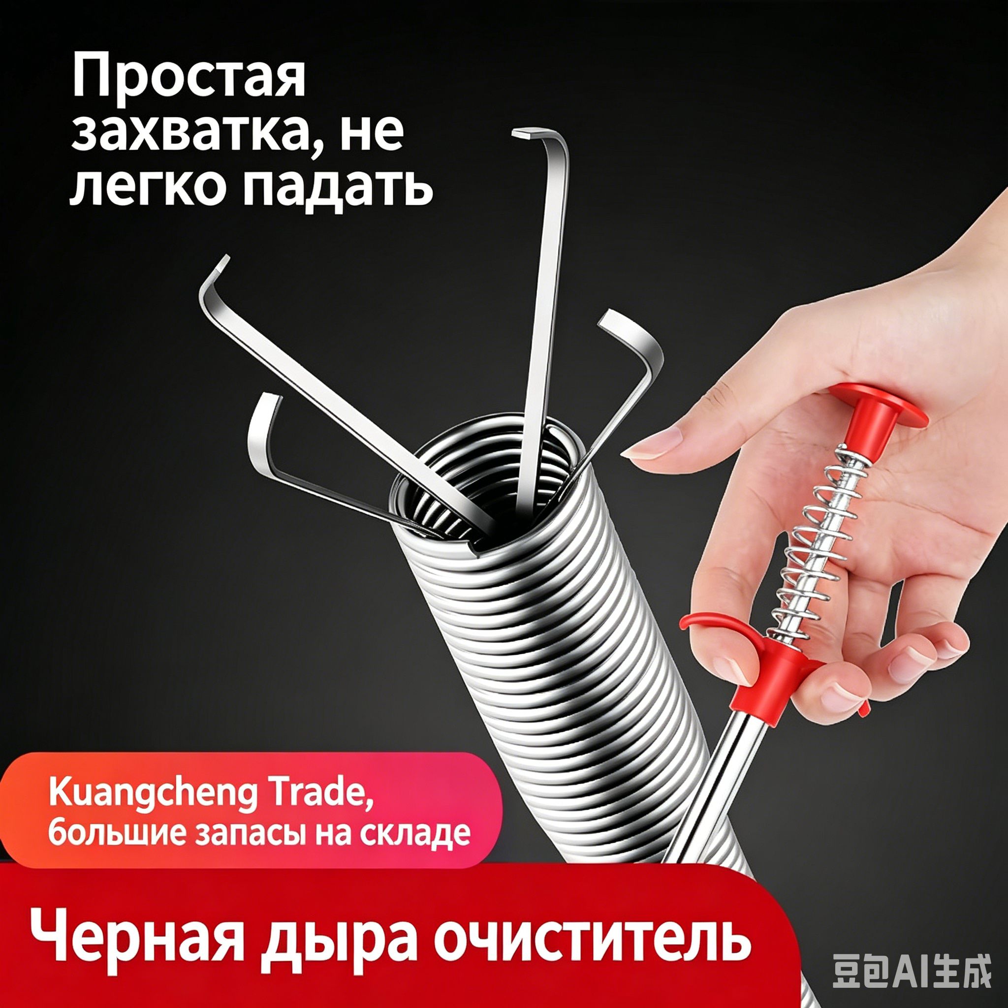 Гибкий трос для прочистки труб, 60 см, сантехнический инструмент, крючок для удаления засоров
