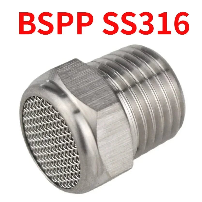 Пневматический глушитель из нержавеющей стали 304/316 3/8", BSPP SS316 Nets