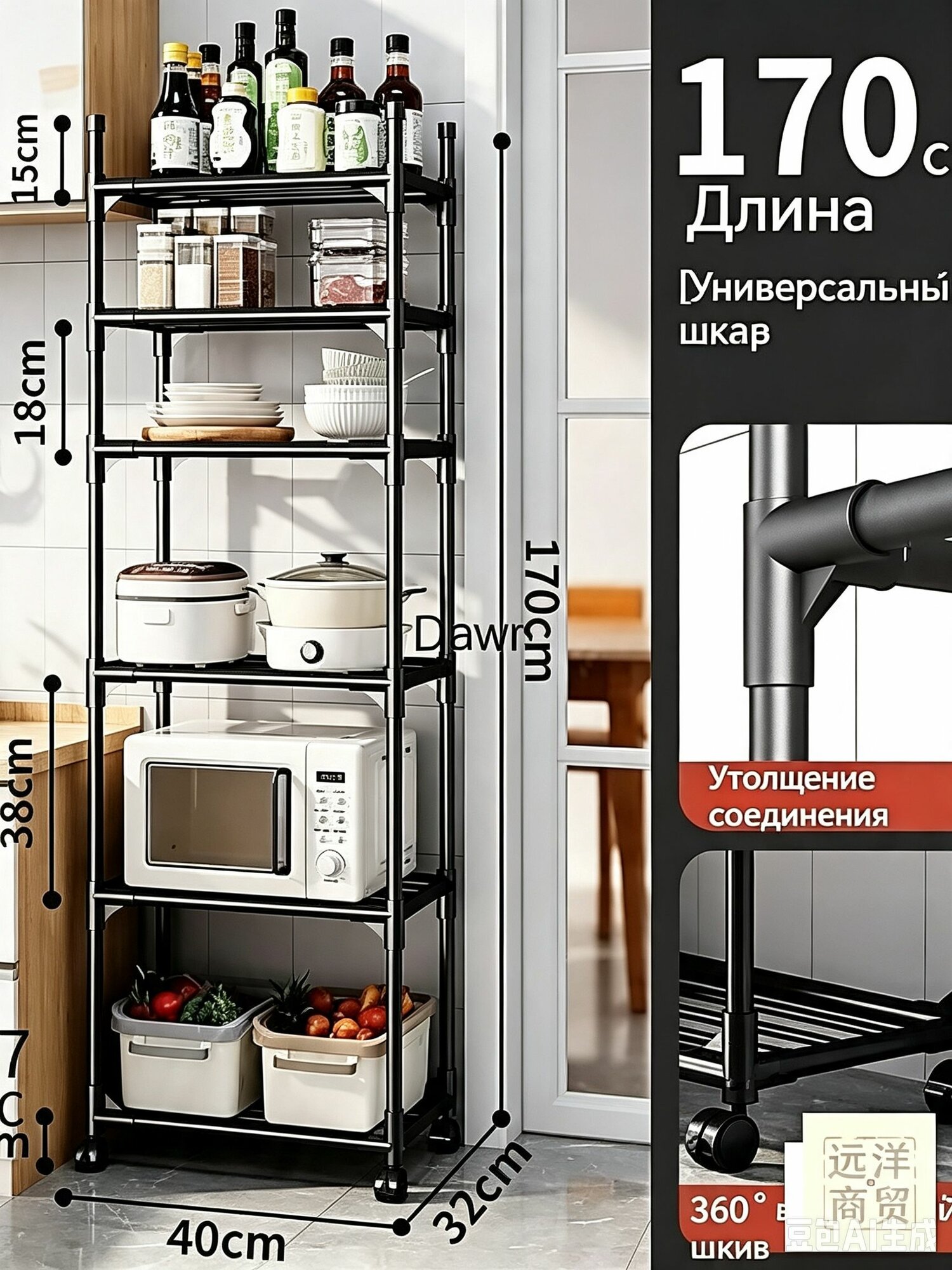 Этажерка, 6 секц, ABS пластик, 32х40х170 см