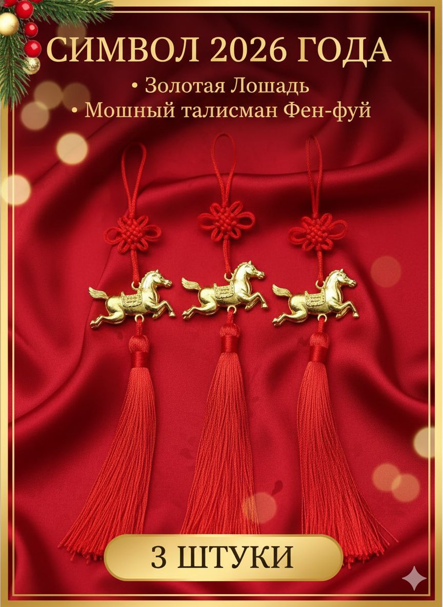 Лошадь оберег Фен Шуй 3 штуки